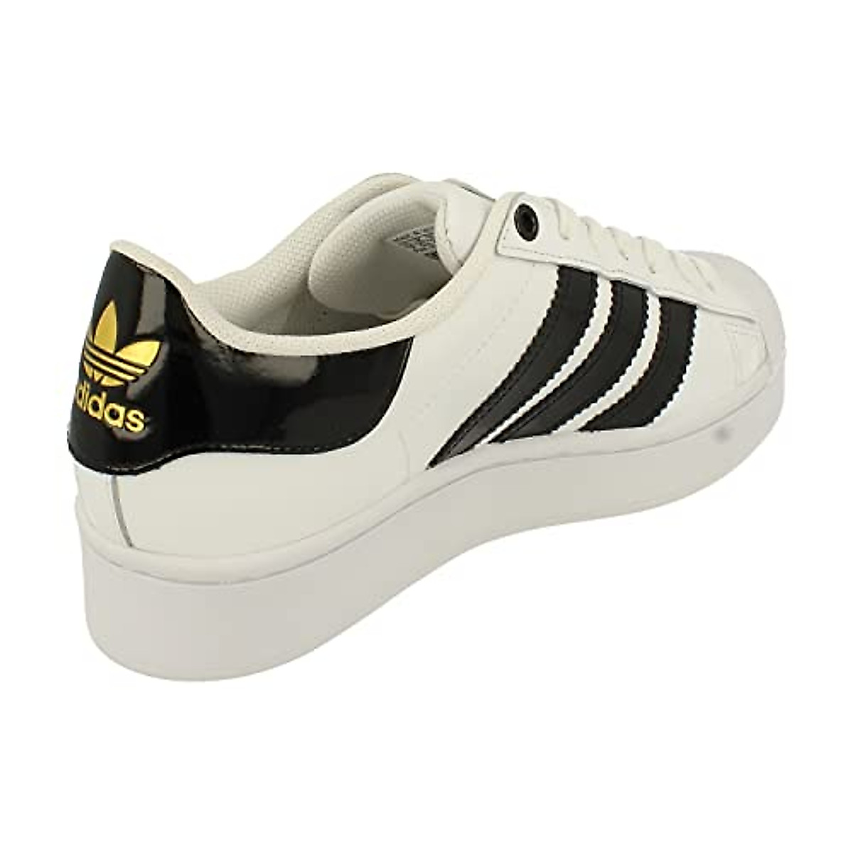 adidas Originals Superstar Bold Womens Trainers Sneakers (UK 6 US 7.5 EU 39 1/3, White Black Gold FV3336)