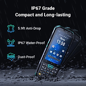 Tera Android 11 Barcode Scanner PDA: HS7 Scan Engine 26 Keys IP67 Rugged 4+64GB 5100 mAh Battery QC 3.0 Fast Charge 4” Touch Screen Mobile Terminal for Warehouse Inventory Scanner P400