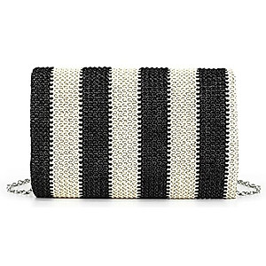 Obosoyo Straw Crossbody Bag Straw Clutch Women Woven Straw Shoulder Bags Summer Beach Envelope Purse Wallet