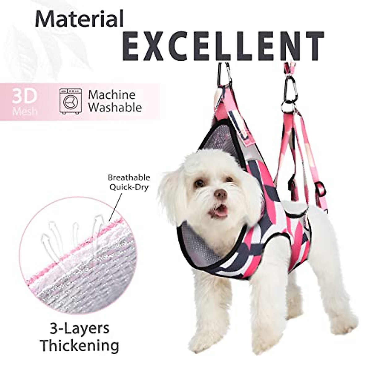 Supet Dog Grooming Hammock Harness for Small Medium Large Dog, Relaxation Pet Grooming Hammock for Cats & Dogs Adjustable Restraint Dog Hammock for Nail Trim Clip Dog Grooming Helper with Free Tools