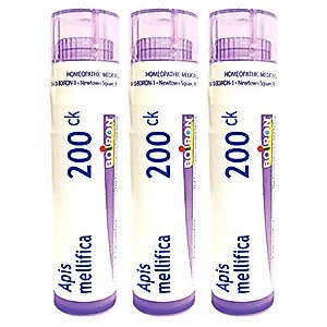Boiron Apis Mellifica 200ck Homeopathic Medicine for Swelling from Insect Stings or Allergies - Pack of 3 (240 Pellets)