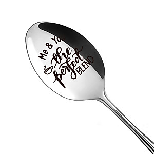 Best Spoon for Wife Husband Girlfriend Boyfriend Couples - Me & You The Perfect Blend Spoon - Funny Tea Coffee Spoon Engraved Stainless Steel - Perfect for Birthday/Valentine/Anniversary/Christmas