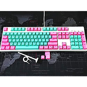 104 Keys Miami PBT Doubleshot Backlit Keycaps ANSI/ISO Keyset OEM Profile for 60%/87 TKL/104/108 Cherry MX Switches Gaming Mechanical Keyboards (Miami)