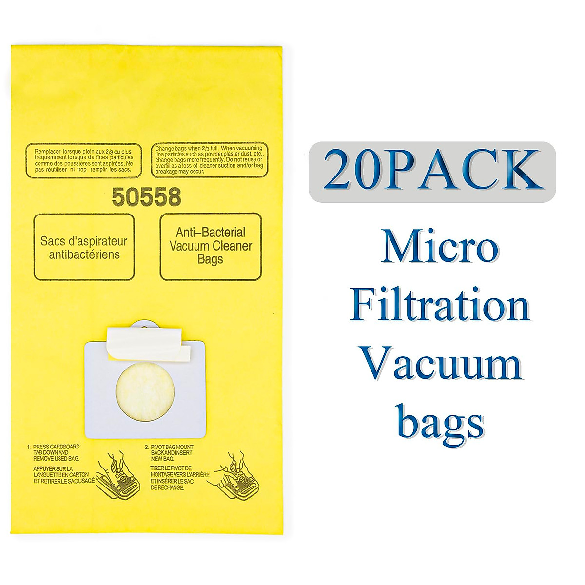 20 Pack Type C/Q Replacement Vacuum Cleaner Bags Compatible with Kenmore Canister 5055, 50557,50558 and Type C,C-18, 53292, 200 Series, 400 Series, 600 Series, 700 Series, 800 Series Vacuum