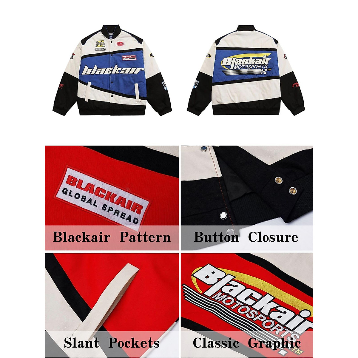 Aelfric Eden Blackair Men's Varsity Jackets Womens Bomber Jackets Vintage Motorcycle Racer Jacket