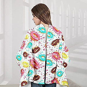 jejeloiu Chocolate Doughnut Fleece Blanket with Sleeves for Women,Whimsical Dessert Wearable Blanket Warm Cozy, Abstract Desserts Food Super Soft Sleeved Throw with Arm, 50"x70", Colorful