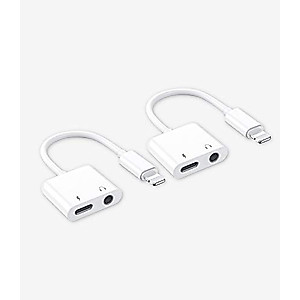 Apple MFi Certified]Headphones Adapter Charger Aux Dual Splitter for iPhone 7/8Plus/X/Xr/Xs/SE/11/12/Pro/Max/ipad Earphone Audio Jack Lightning to 3.5mm Dongle Charging Converter Accessories Connector