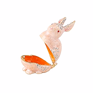 QIFU Cute Mini Pink Rabbit Style Enameled Trinket Box Hinged, Unique Gift for Family …