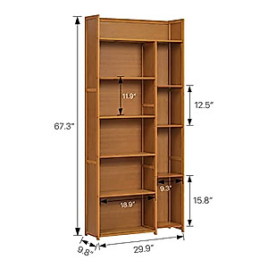 MoNiBloom 6 Tier Bookcase, Bamboo Freestanding Display Shelves Bookcase Open Storage Book Shelves for Living Room Home Office Décor, Brown