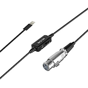 Boya by-BCA7 XLR to Lightning Microphone Cable with Integrated pre-Amplifier to Connect XLR Dynamic Microphones to Apple iPhone and iPad