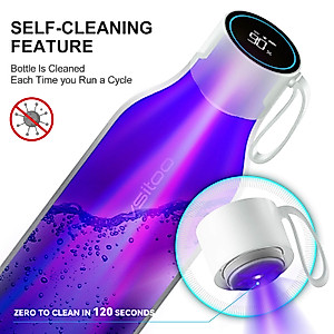 vsitoo Self-Cleaning Water Bottle, 33oz Insulated Stainless Steel BPA-Free Smart Water Bottle, Touch Screen APP Control & Auto-Cleaning, Thermal Flask for Travel, White