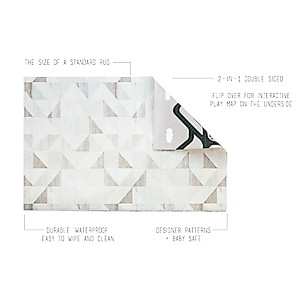 Ruggish Lulu Play Rug 4.8 x 7.0 ft - Soft Cushion Reversible Baby Kids Playmat + Interactive Play Map + Waterproof (Beige, Neutral Grey Tones)