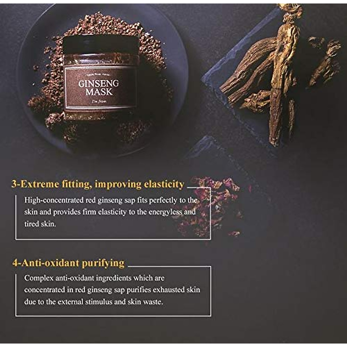 I'm from] Ginseng Mask, detox, elasticity, prevent fine lines, 3.97% ginseng extract, 120g, 4.23oz