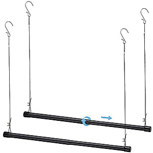 Hanging Closet Rod, Black Adjustable Width and Height 15 to 40 Inch Organizer for Hanging Clothes, Space-Saving Closet Garment Organizer Rack, Closet Extender Hanging Rod, Tension Clothes Hanging Bar