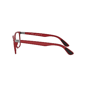 Ray-Ban RX7144M Scuderia Ferrari Collection Square Prescription Eyeglass Frames, Matte Red/Demo Lens, 53 mm