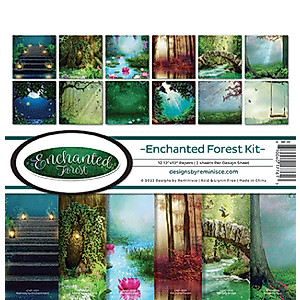 Reminisce Enchanted Forest Scrapbook Collection Kit, White, 12x12 inches
