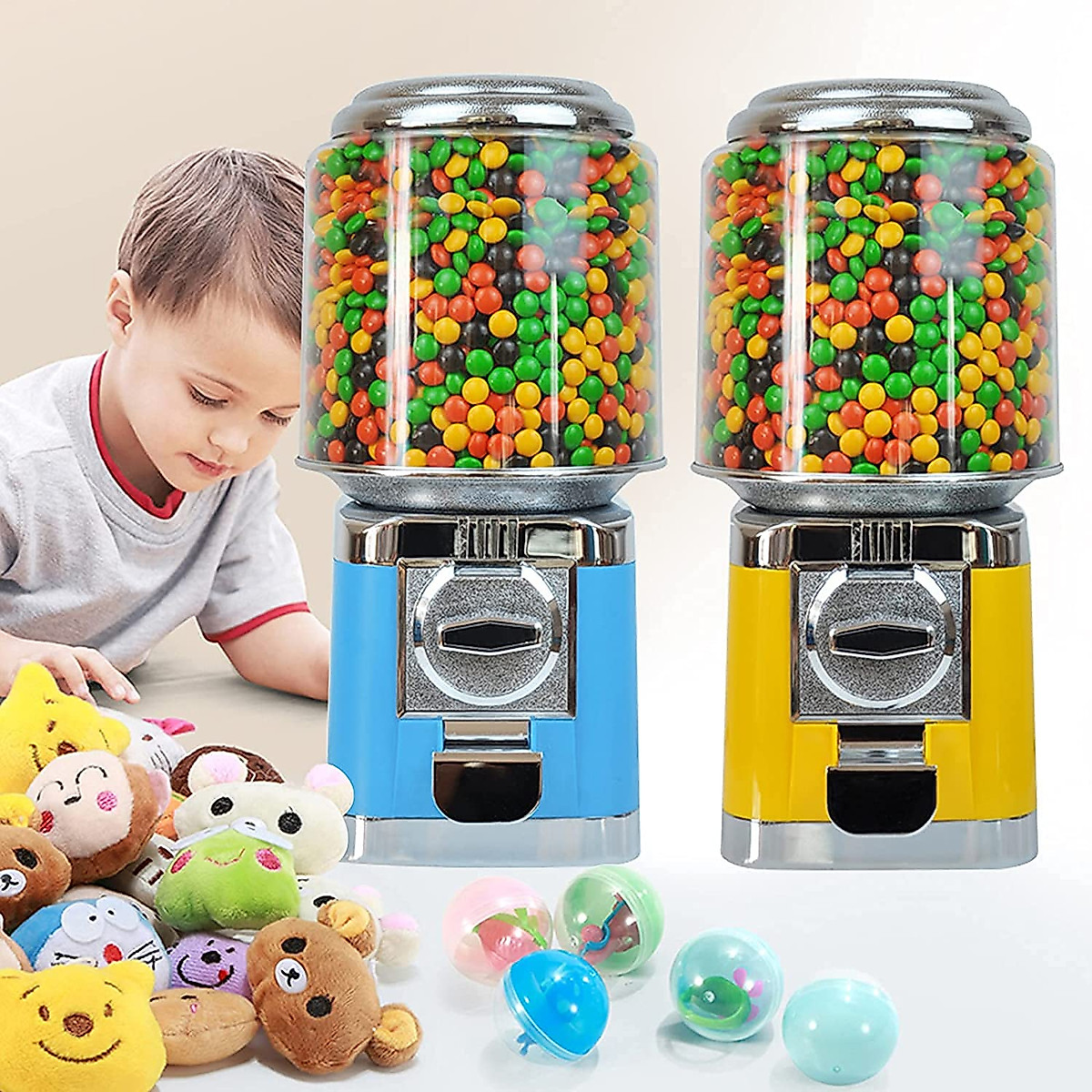 Candy Machine Commercial Automatic Candy Machine Vending Machine Bubble Gum Machine Home Vending Machine Coin Gumball Machine for Kids (Yellow)