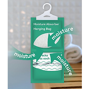 Tvuidgeg Moisture Absorbers Packets, Fragrance Free (12 Pack), Humidity Packs, Hanging Closet Dehumidifier Bags, Moisture Absorb 9.8OZ Hanging Bags for Bedroom, Kitchen, Basement, Storeroom, Study