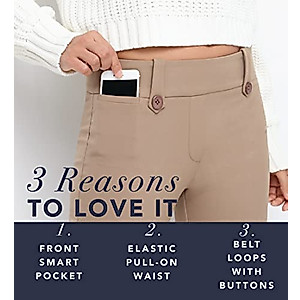 Rekucci Womens Smart Desk to Dinner Stretch Bootcut Pants w/Tummy Control (Black, 8)