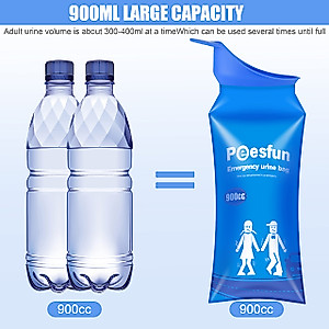 Peesfun Disposable Urinal Bag, 2024 Upgraded 900ML Emergency Urine Bag, Pee Bags for Travel, Urinals Portable for Car, Universal Urinal Bag for Men, Women and Children, Essential for Outdoor Travel