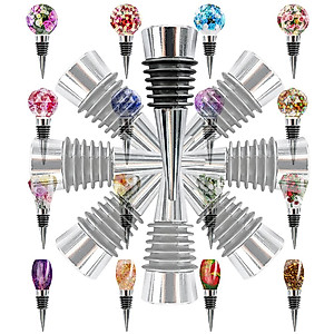 JOFAVIU 10 Pcs Resin Wine Bottle Stoppers Molds Set Accessories, Wine Stopper for Silicone Molds Epoxy Resin, Stopper Epoxy Resin Silicone Molds Set Kits (10 Metal Stoppers)