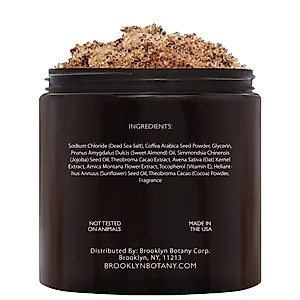 Brooklyn Botany Dead Sea Salt and Arabica Coffee Body Scrub 10 oz - Moisturizing and Exfoliating Body, Face, Hand, Foot Scrub - Fights Stretch Marks, Fine Lines, Wrinkles - Great Gifts for Women & Men