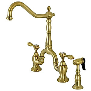 Kingston Brass KS7757TALBS Tudor Bridge Kitchen Faucet, Brushed Brass