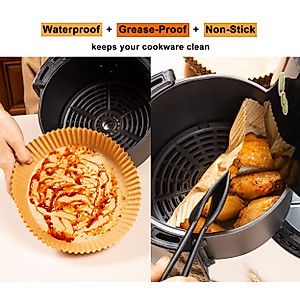 MadMedic Air Fryer Liners Disposable 6 in 8 in 9 in Air Fryer Paper Liner 7.9 Inch Rounded Nonstick Parchment Paper Oil Proof Air Fryer Paper Liners for 4Qt to 8 Qt Ninja Air Fryer AF101 AF150 AF161