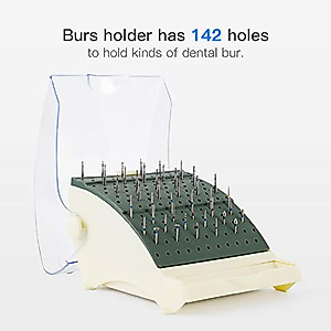 142 Holes Dental Burs Holder with Cover Case, Bur Block Station Organizer Box Dentist Retainer Case for Needle, Bur, File