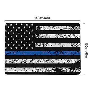 NiYoung Bedroom Living Room Kitchen Extra Large Area Rug Home Art - Thin Blue Line Flag Police Floor Mat Doormats Quick Dry Tub Shower Bath Rug Exercise Mat Throw Rugs Carpet