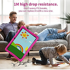 Tablet 10 inch Android 11 Tablet for Kids 2023 Latest Update Processor with3GB+64GB Storage, Dual Cameras, WiFi, Bluetooth, GPS, 512GB Expansion Support, IPS 2.5D (G+G) Full HD Display(Pink)
