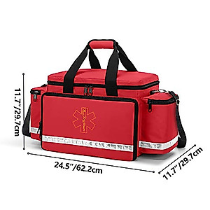 Trunab Emergency Responder Trauma Bag Empty, Professional First Aid Kits Storage Medical Bag with Inner Dividers and Anti-Scratch Bottom, Ideal for EMT, EMS, Paramedics, Red, Bag ONLY