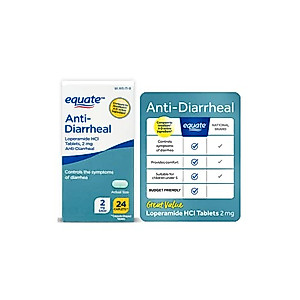 Equate Anti-Diarrheal - Loperamide - 2 mg, 24 Caplets + STS Fridge Magnet.