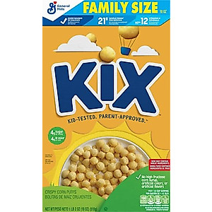 Kix Whole Grain Breakfast Cereal, Crispy Corn Cereal Puffs, Family Size, 18 oz