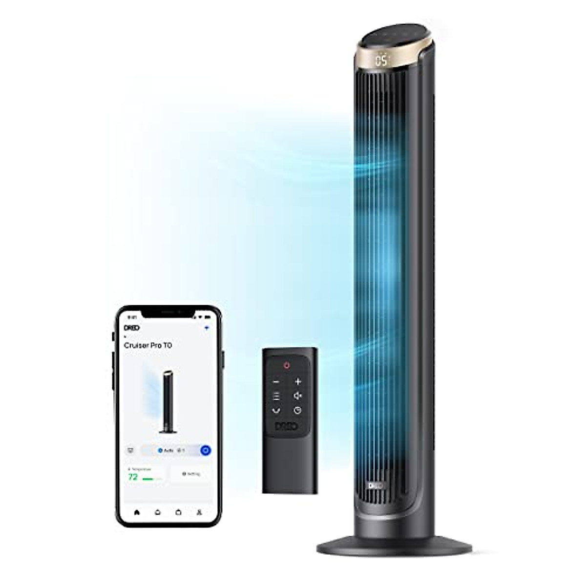 Dreo 40'' WiFi Tower Fan, 26ft/s High-Speed Cooling, Quiet Floor Fan with Remote & Smart Tower Fans for Home, 90° Oscillating Fans for Indoors, 26ft/s Velocity Quiet Floor Fan