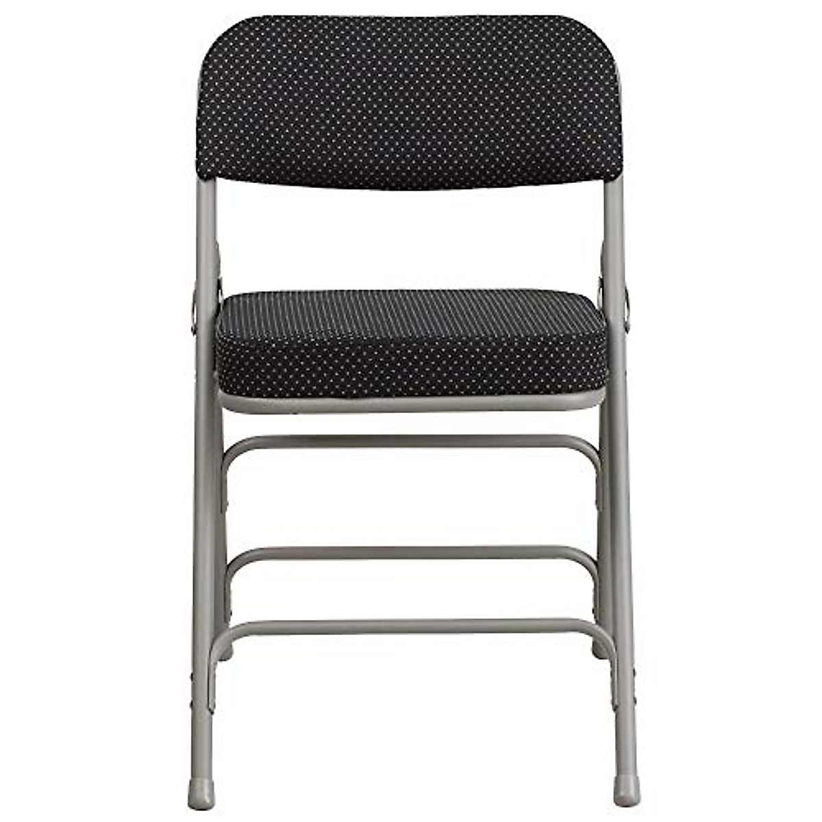 Flash Furniture 4 Pack HERCULES Series Premium Curved Triple Braced & Double Hinged Black Pin-Dot Fabric Metal Folding Chair