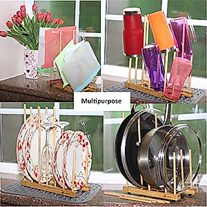 altCooking Hub Bamboo Plastic Bag Drying Rack & Bamboo Bottle Brush - Multipurpose Dish Drying Rack for Silicone Reusable Bags, Baby Bottles, Water Bottles, Plates, Wine Glasses