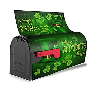 St Patricks Day Mailbox Covers Magnetic 21" X 18" Lucky Shamrocks Clover Mailbox Standard Size Mailbox Wraps Waterproof Post Letter Box Cover Christmas Decorations for Garden Outdoor