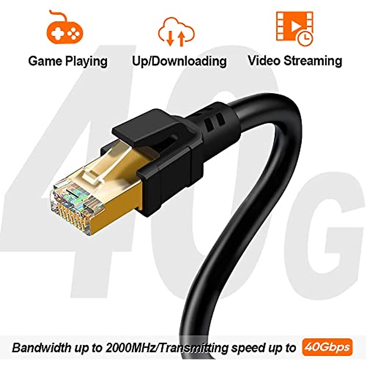 CableCreation Cat8 Ethernet Cable 1.6ft Short, 40Gbps Network Patch Shielded Heavy Duty Cable, 2000MHz SFTP Internet LAN RJ45 High Speed Gaming Cord for PS5 PS4, Xbox, Modem, Router, 0.5M