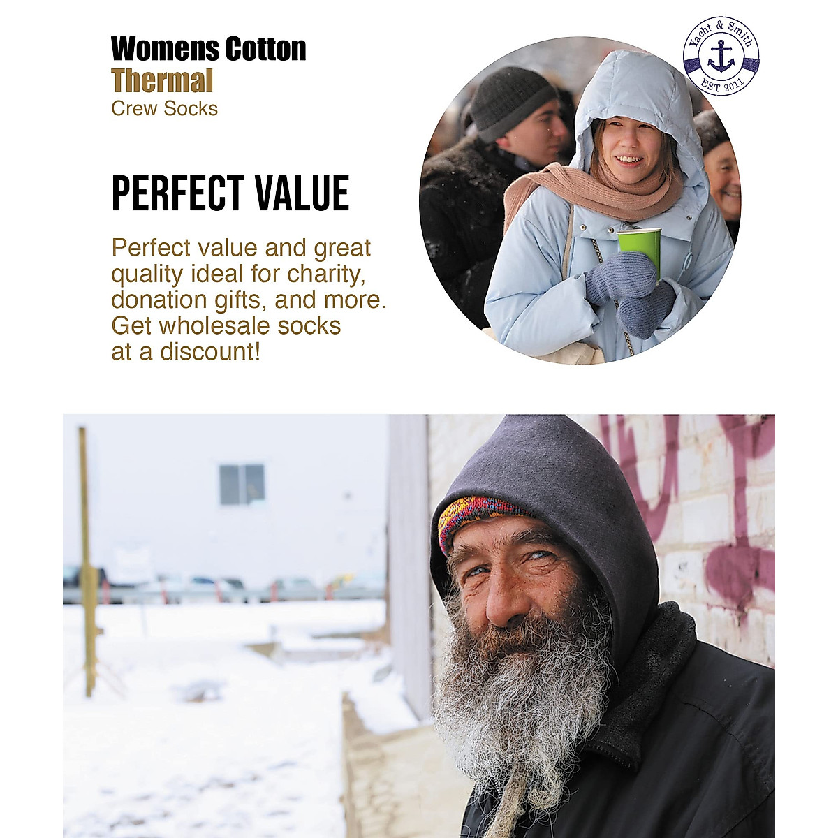 Yacht & Smith Men Women & Kids Thermal Socks, Bulk Pack Thick Warm Winter Boot Extreme Weather Socks, by SOCKS'NBULK (48 Pairs (Mens) 10-13)