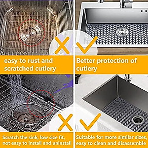 Silicone Sink Mat Protectors for Kitchen 18.2''x 12.5'' JOOKKI Kitchen Sink Protector Grid for Farmhouse Stainless Steel Accessory with Center Drain