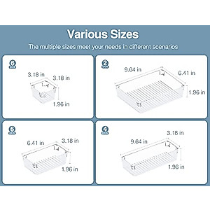 Puroma 18Pcs Drawer Organizer Set 4-size Versatile Vanity and Bathroom Drawer Organizers, Clear Plastic Desk Drawer Organizer Trays and Customize Layout Storage Bins for Makeup Kitchen Office (Clear)