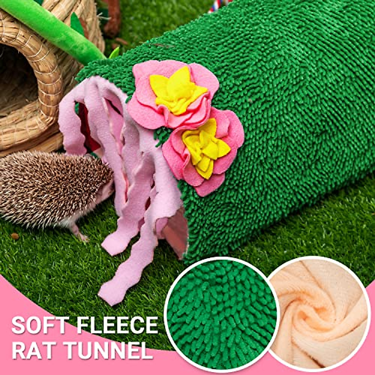 FAITUCOS Guinea Pig Hideout - Soft Fleece Tunnel House for Rat Hamster Hedgehog Chinchilla Squirrel Samll Animals - Cute Cactus Shapes Bedding Cage Accessories for Sleeping Rest Playing