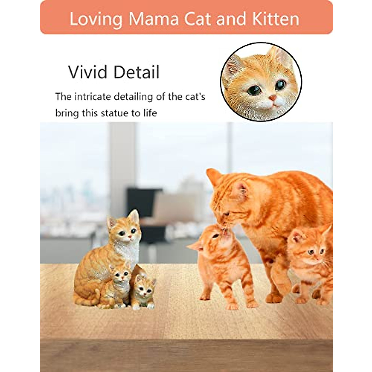 Cat Outdoor Garden Décor Statues – Precious Mama Cat and Kitten Figurine Gifts for Yard Patio Lawn, Funny Animal Flower Bed Decor Art Sculpture