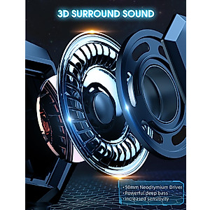 Gaming Headset with Microphone, Gaming Headphones Compatible for PS4 PS5 Xbox PC with RGB Lights, PlayStation Headset with Noise Reduction 7.1 Surround Sound Over-Ear and Wired 3.5mm Jack (Black)