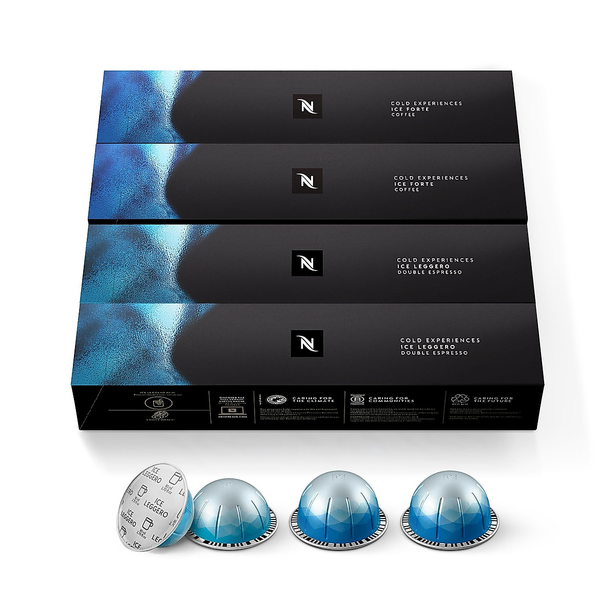 Nespresso Capsules VertuoLine, Iced Coffee Variety Pack, Iced Leggero, Iced Forte, 40 Count, Brews 2.7 Ounce and 7.77 Ounce (VERTUOLINE ONLY)