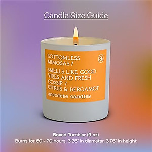Anecdote Candles 'Bottomless Mimosas' Coconut Soy Wax Candle | Premium Hand Poured & Long Burning | Citrus & Bergamot Scent | Phthalate-Free | for Home, Office, Gift - 9 Oz