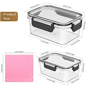 JINXIUYONGYUE Freshman box, lunch box, food and fruit storage container, sealed and leak proof, containing 35.8 ounces, 14.7 ounces, container, and two cleaning cloths