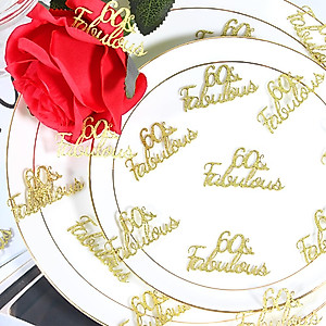 Happy 60th Birthday Confetti Glittery 60&fabulous Birthday Decorations Gold Table Scatters for Wedding Anniversary Decor Supplies 100PCS