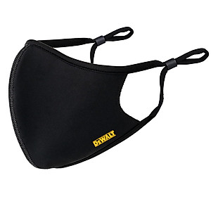 DEWALT Breathable Cloth Face Masks — Adjustable Earloops and Removable Neckstrap — Black — 2-Pack